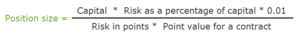 Formula for calculating the position size (position sizing) in trading ...